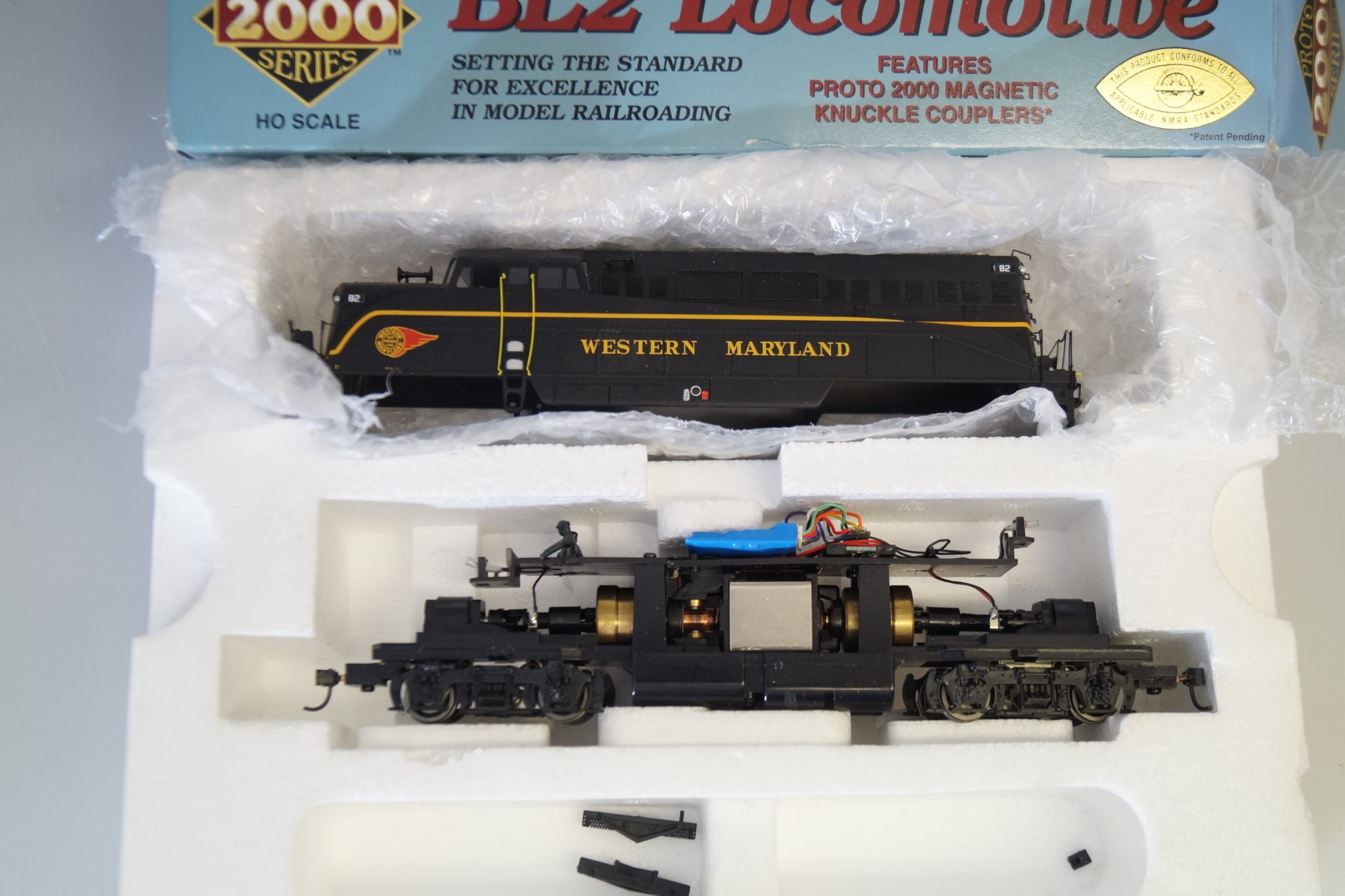 H0 30199 Proto 2000 US-Lok BL2 Western Maryland #82, top/ovp+decoder ...