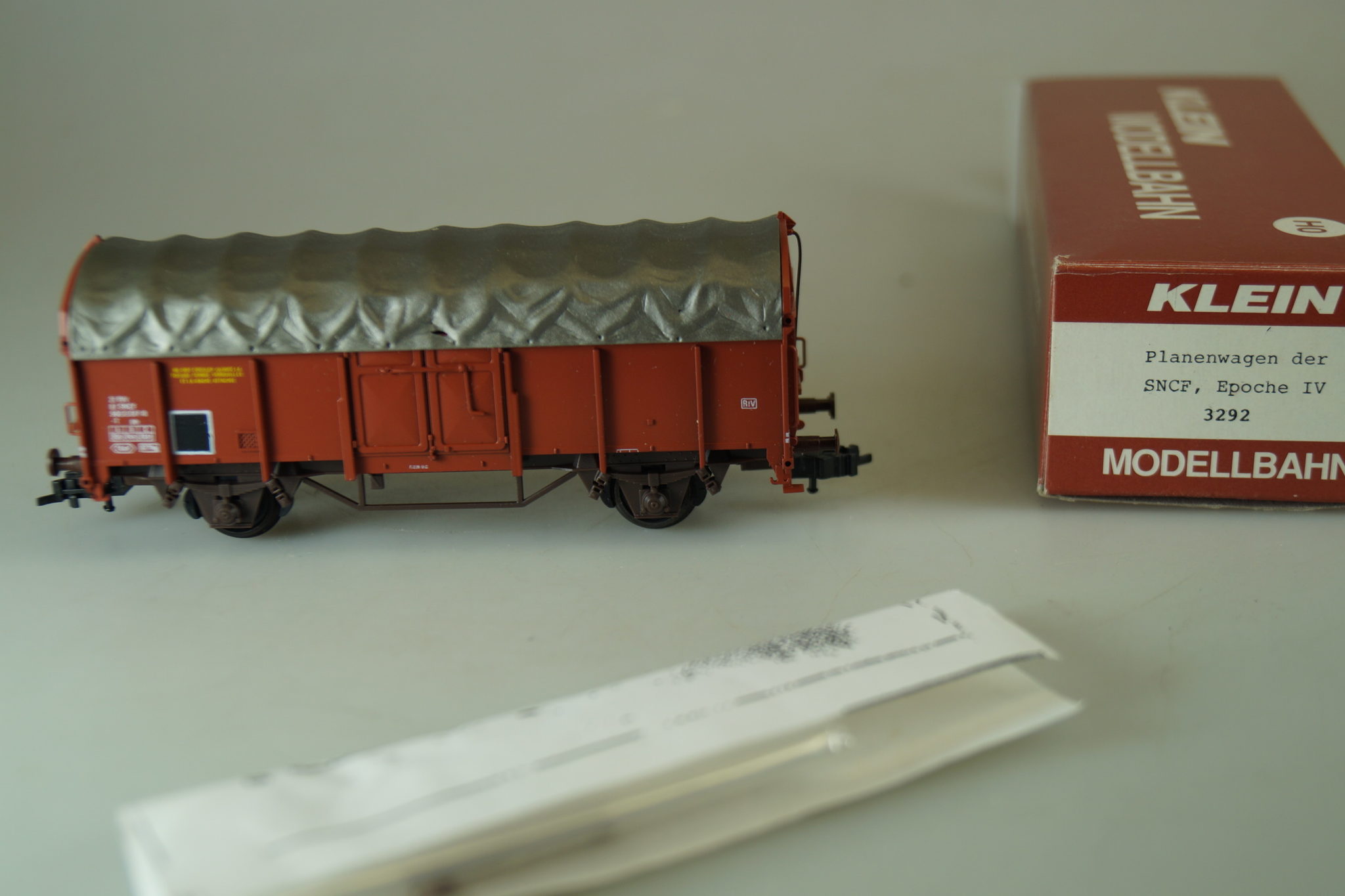 H0 Klein Modellbahn 3292: Planwagen ‚SNCF‘ – top/ovp – gearontologist