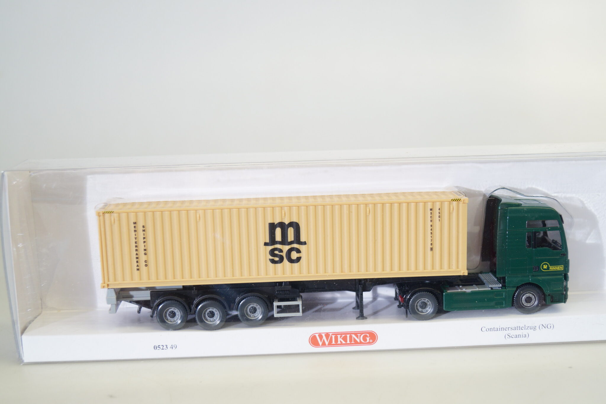 1:87 Wiking 0523 49 Scania Cont. Sz MSC/Rinnen, top/OVP – gearontologist