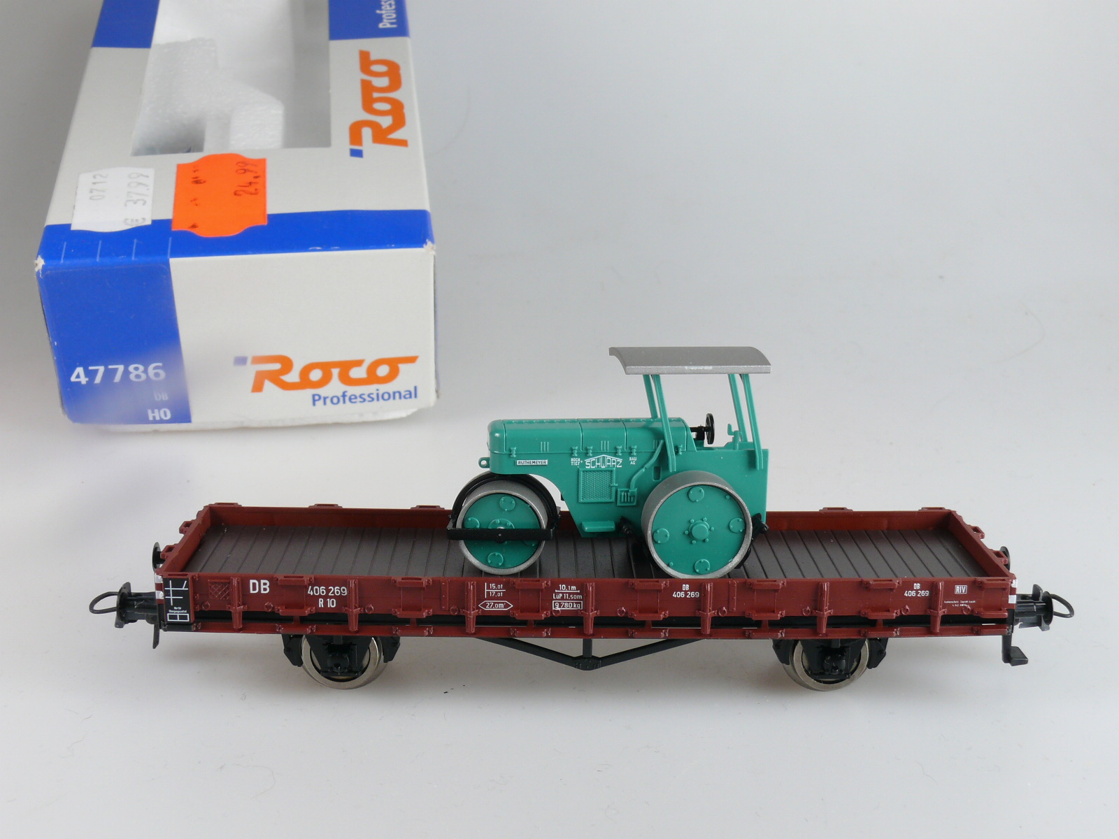 Roco H0: 47786 RUNGENWAGEN, LADUNG: 'SCHWARZ BAU WALZE', TOP ...
