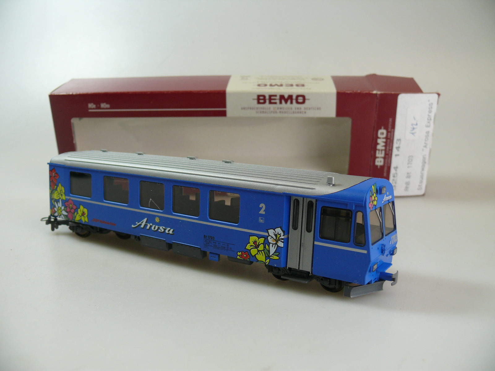 H0m Bemo 3254 143: 'STEUERWAGEN AROSA' - TOP/OVP - gearontologist